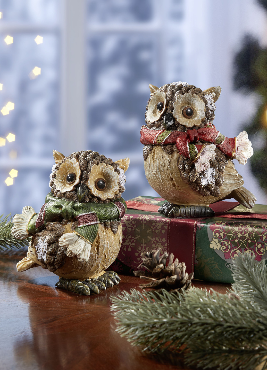 Eulen aus Polyresin, 2er-Set - BRAUN - 000 | Brigitte St. Gallen