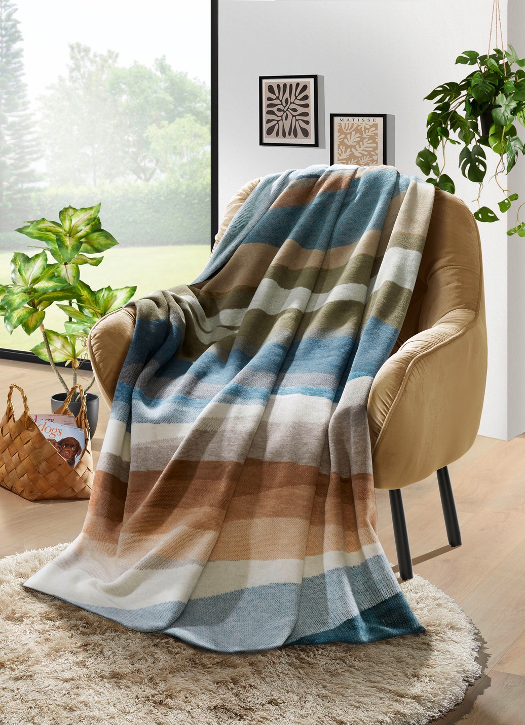 Schlafdecke mit Veloursbandeinfassung - MULTICOLOR