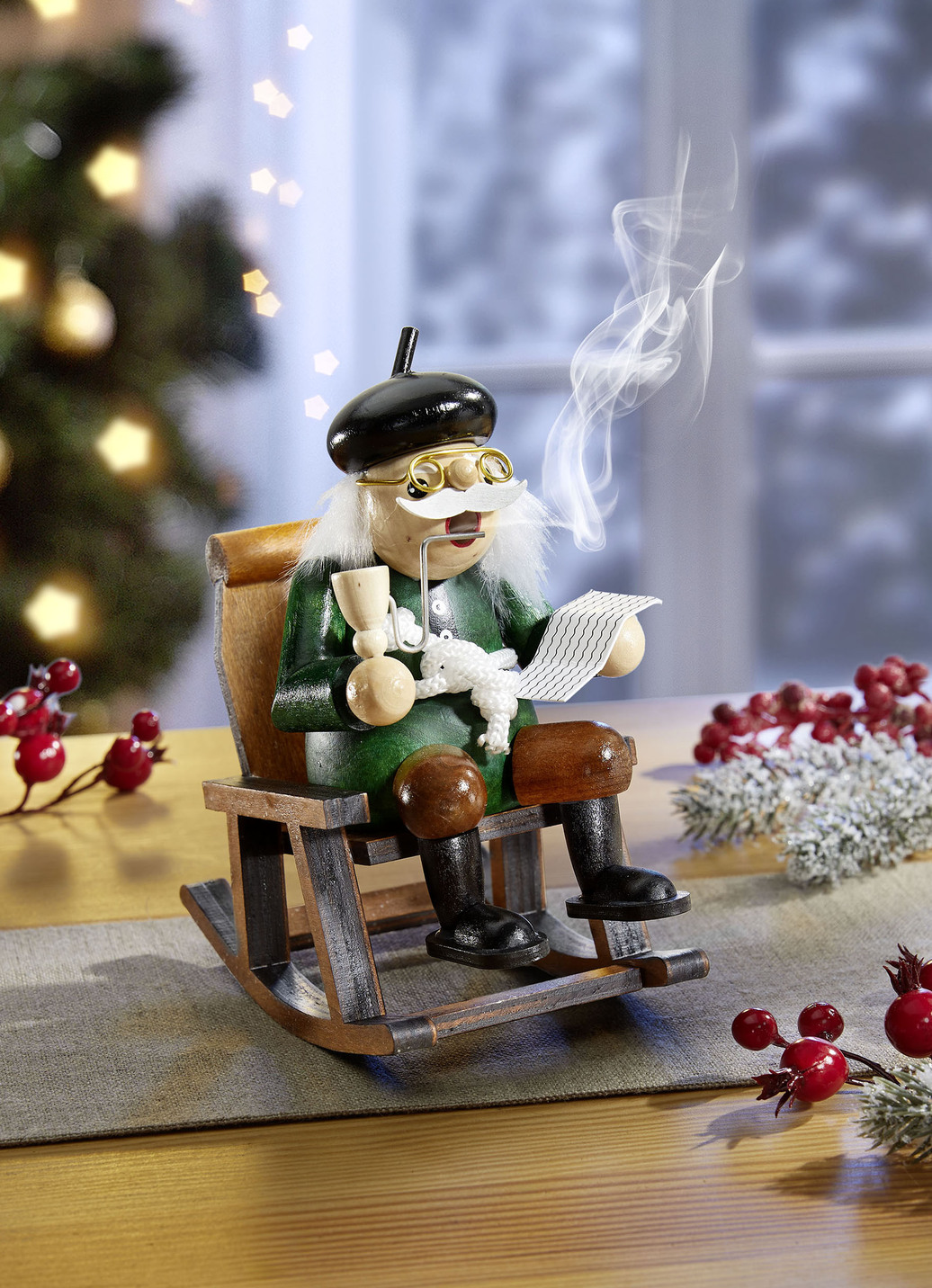 Räucherfigur Opa aus Holz - GRÜN-BRAUN-SCHWARZ - 000 | Brigitte St. Gallen