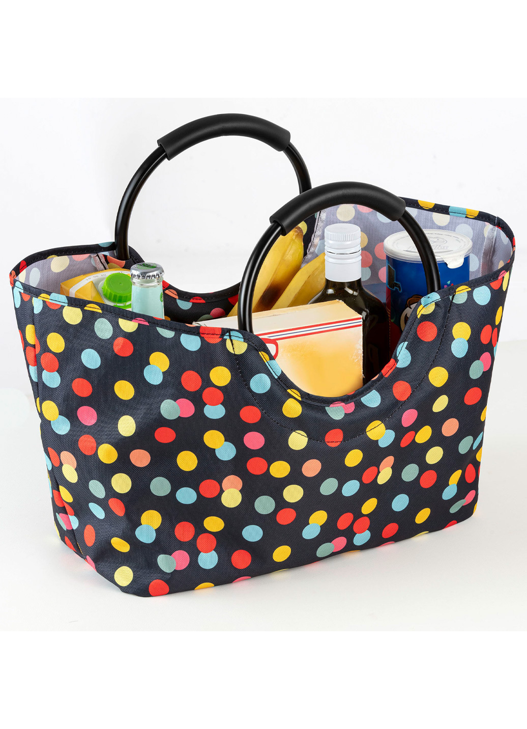 Einkaufskorb mit farbenfrohem Einkaufsmuster - BUNT