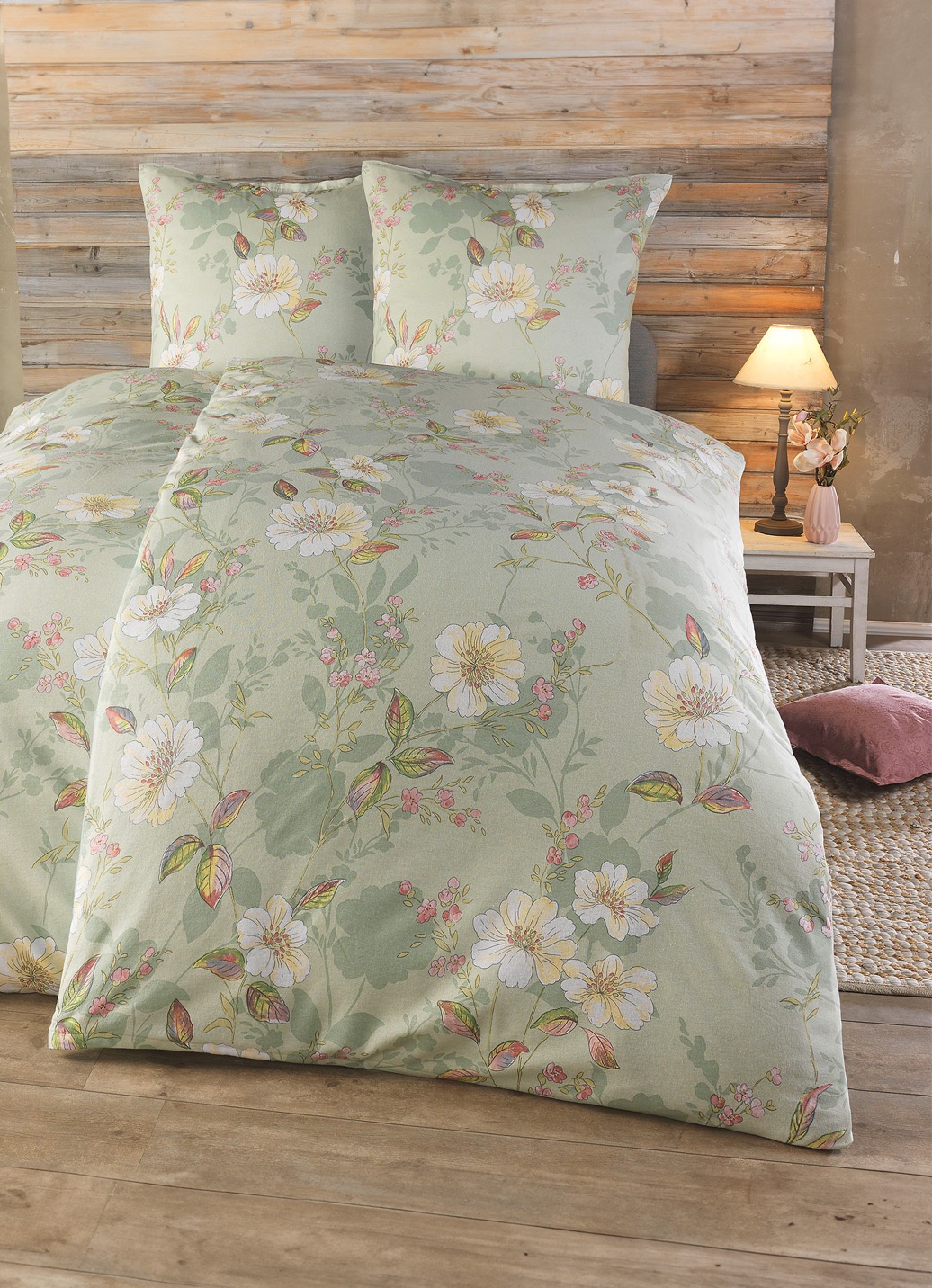 Barchent Bettwäsche-Garnitur von Castell - JADE - 112 | Brigitte St. Gallen